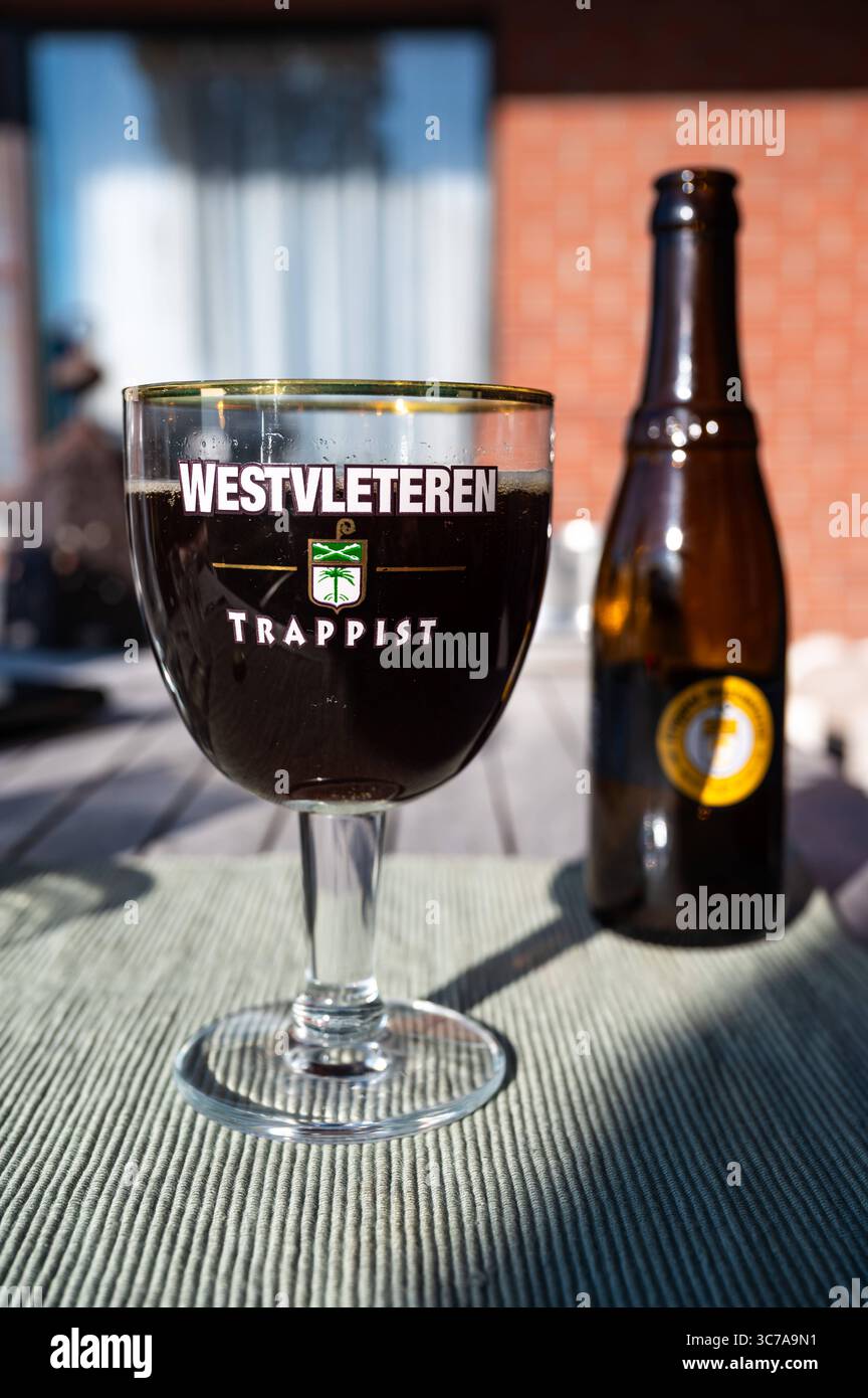 Dark bottle of Westvleteren 12 Trappist beer in Westvleteren, West ...