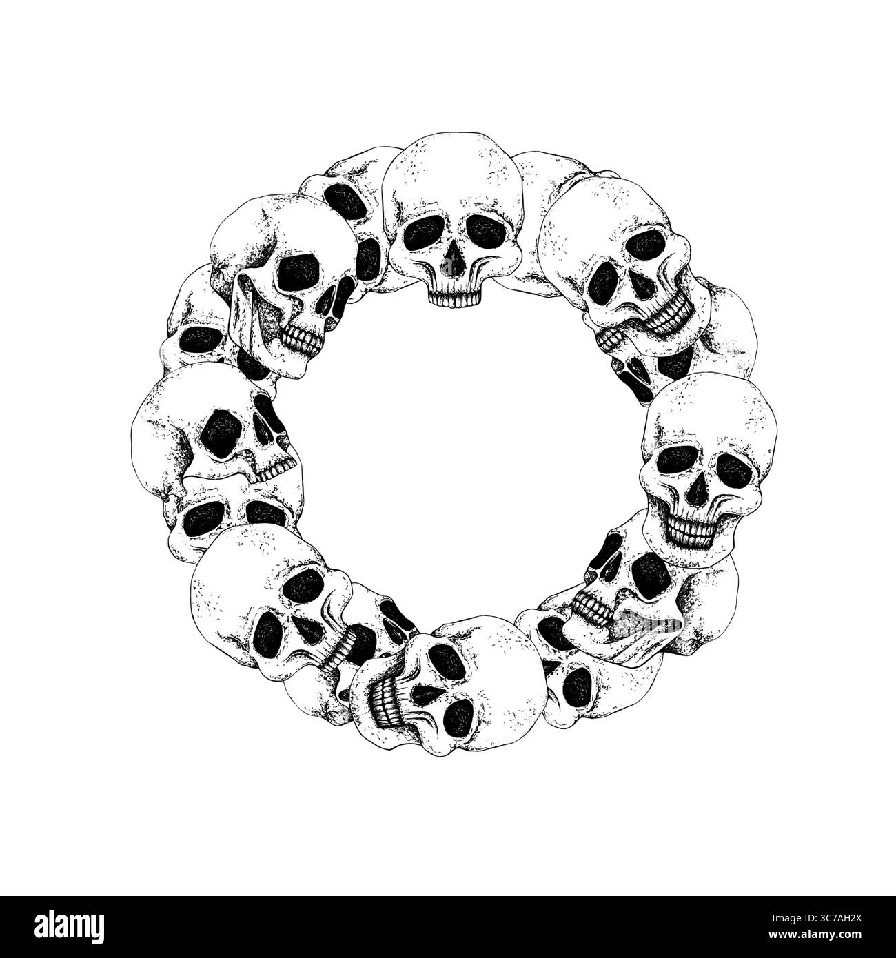 Human skulls circle frame template graphic style. Vector illustration ...