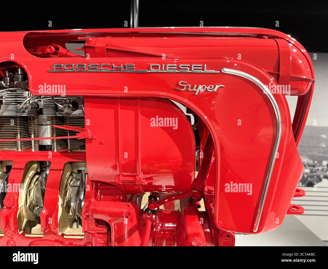 Porsche Diesel Super tractor with cutaway engine display, showcasing ...