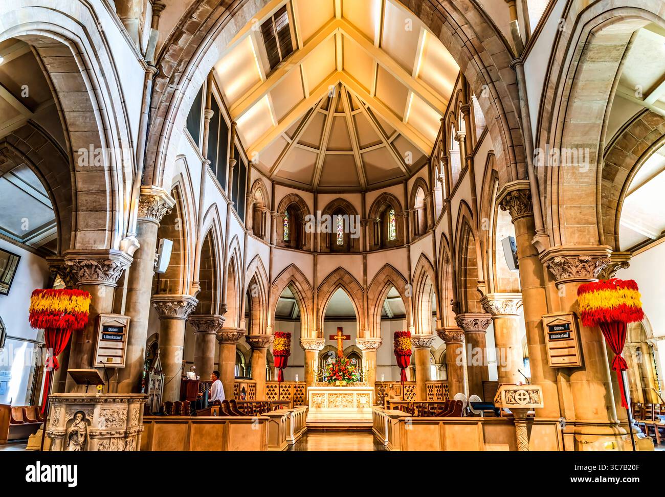 Colorful Basilica Altar Organ Kahilis Feathered Royalty Standards St ...