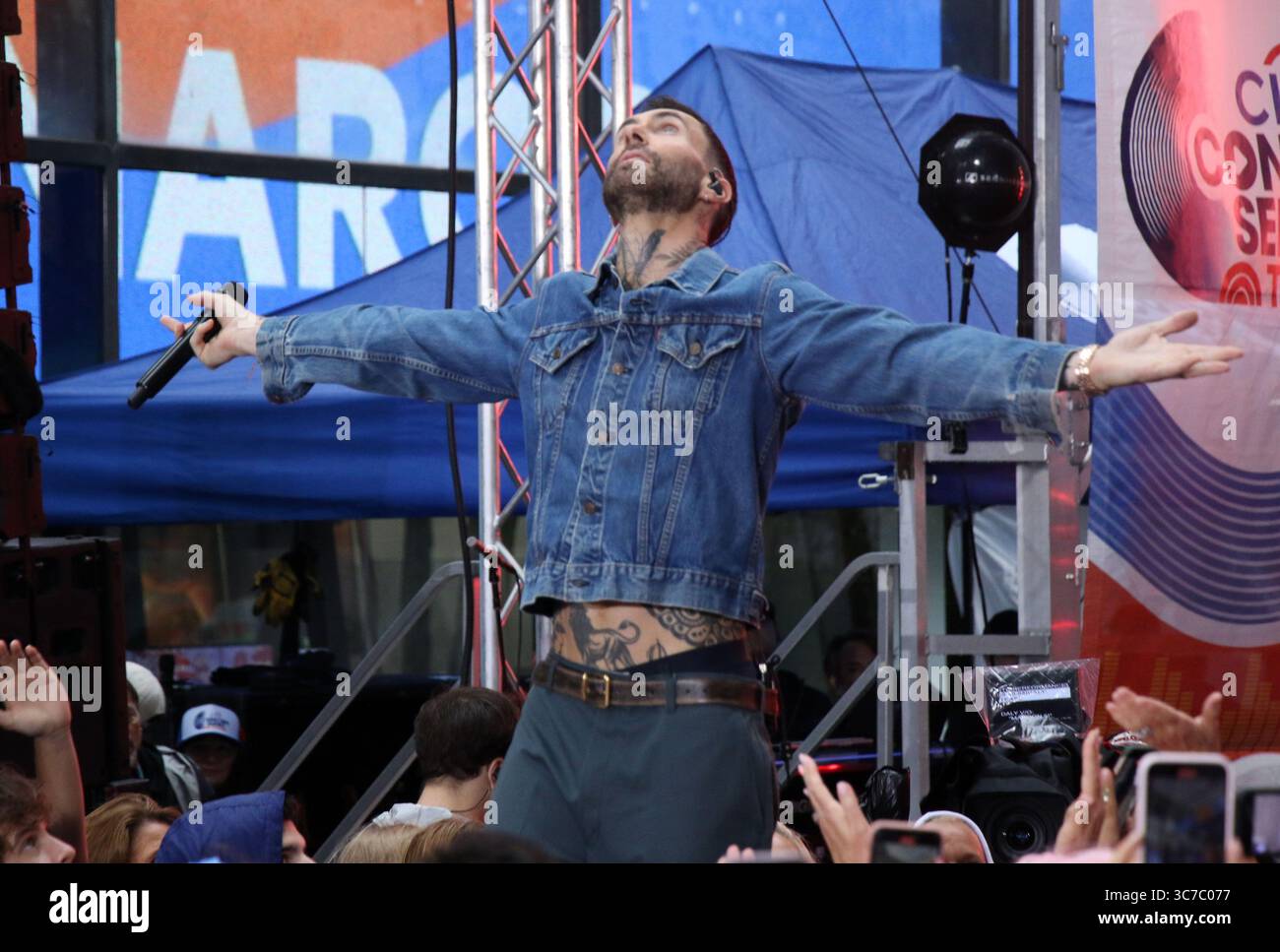 New York, NY August 01, 2025: Maroon 5 perform on at Rockefeller Center ...