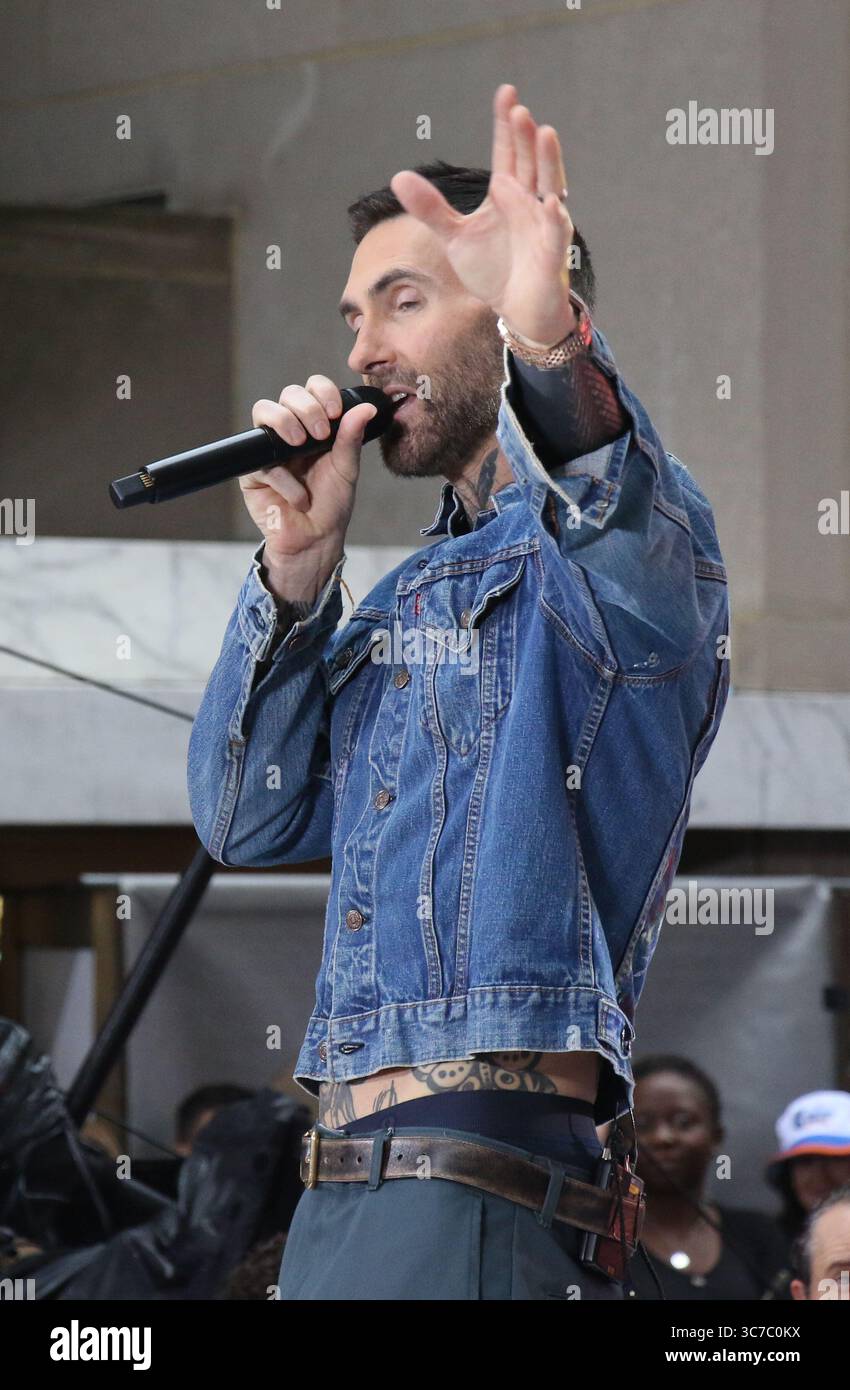New York, NY August 01, 2025: Maroon 5 perform on at Rockefeller Center ...
