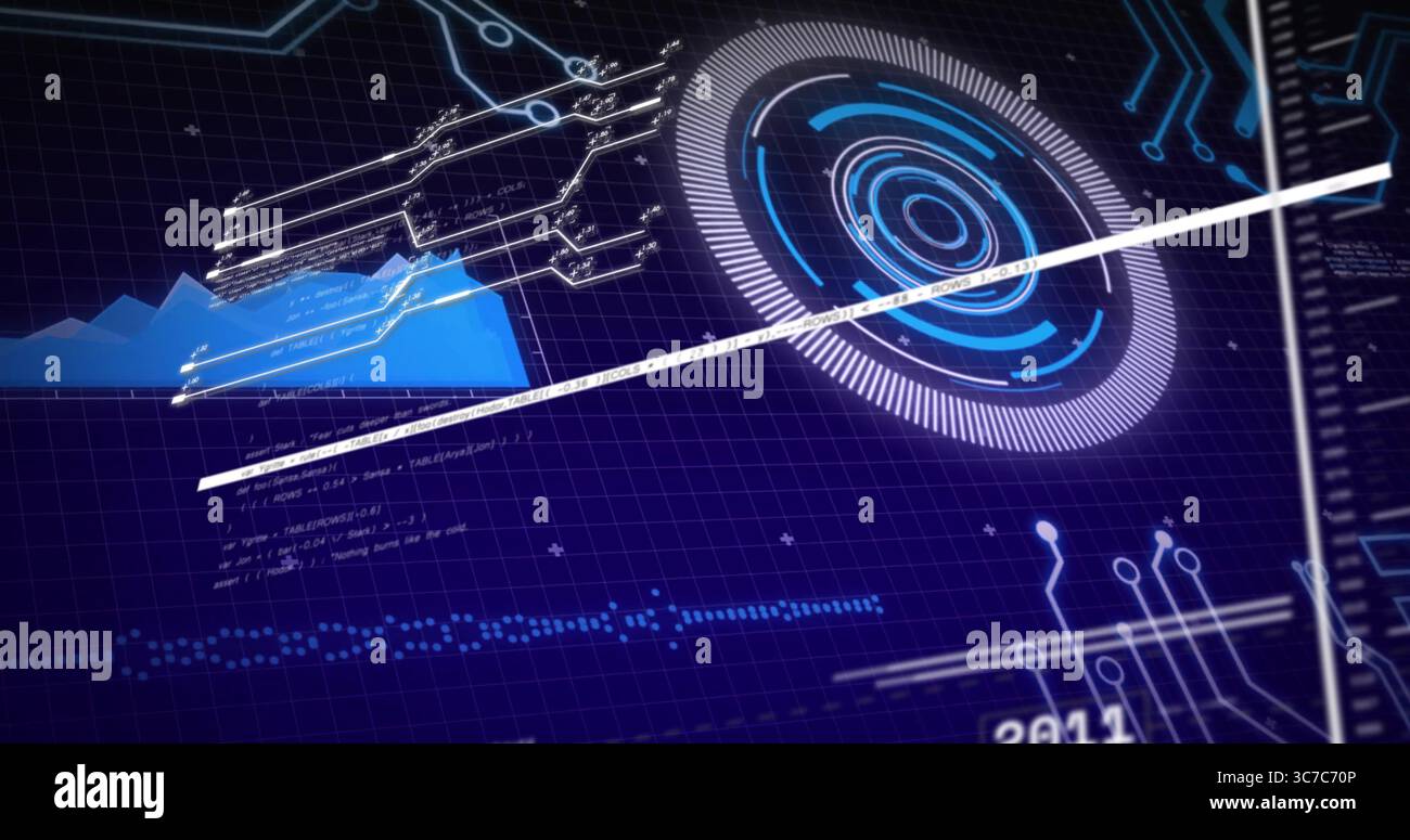 Projecting Holographic Circular Interface Rotating Over Grid In Futuristic Control Hud Copy