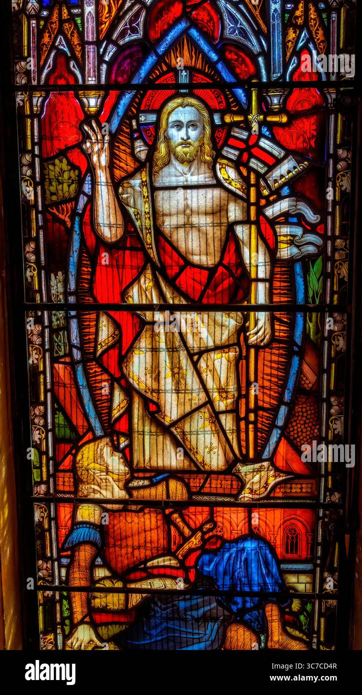 Colorful Christ the Victor Jesus Resurrection Stained Glass St Andrew ...