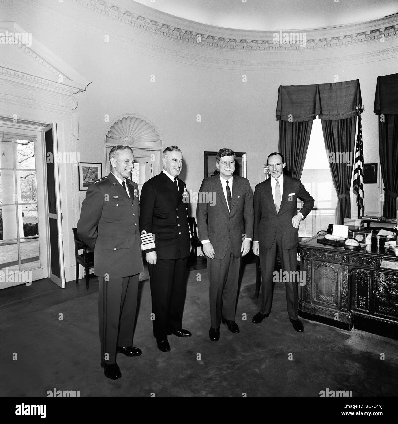 U.S. President John F. Kennedy (2nd right) meeting with Chief of the ...