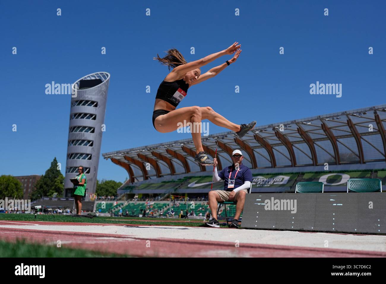 Allie Jones competes in the women's heptathlon long jump during the U.S ...
