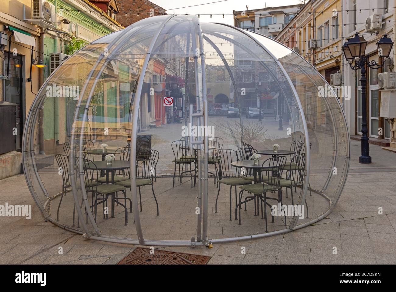 Dining Dome Igloo Outdoor Structure in Front of Restaurant in Town ...