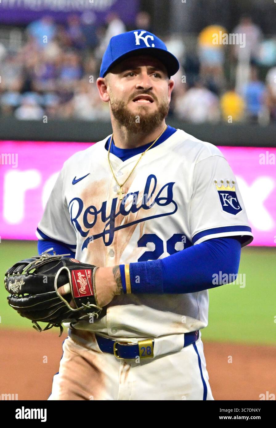 KANSAS CITY, MO - JUL 29: Kansas City Royals center fielder Kyle Isbel ...
