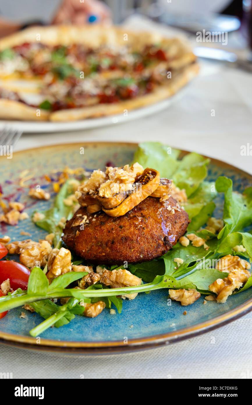 Fried traditional Maltese Ġbejna cheese with walnuts and figs at Pirate ...