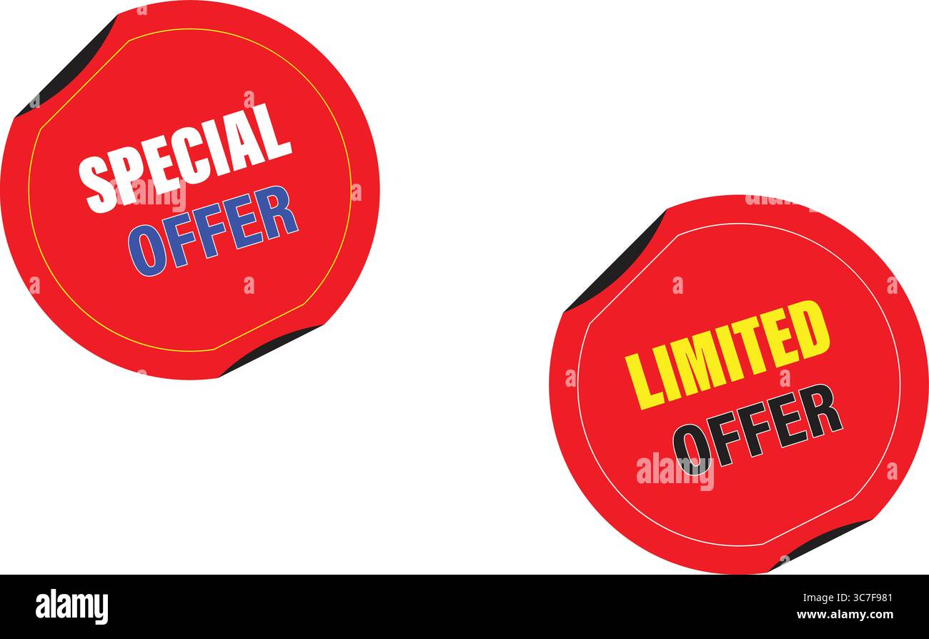 Red promotional special offer and limited offer round stamp badge ...