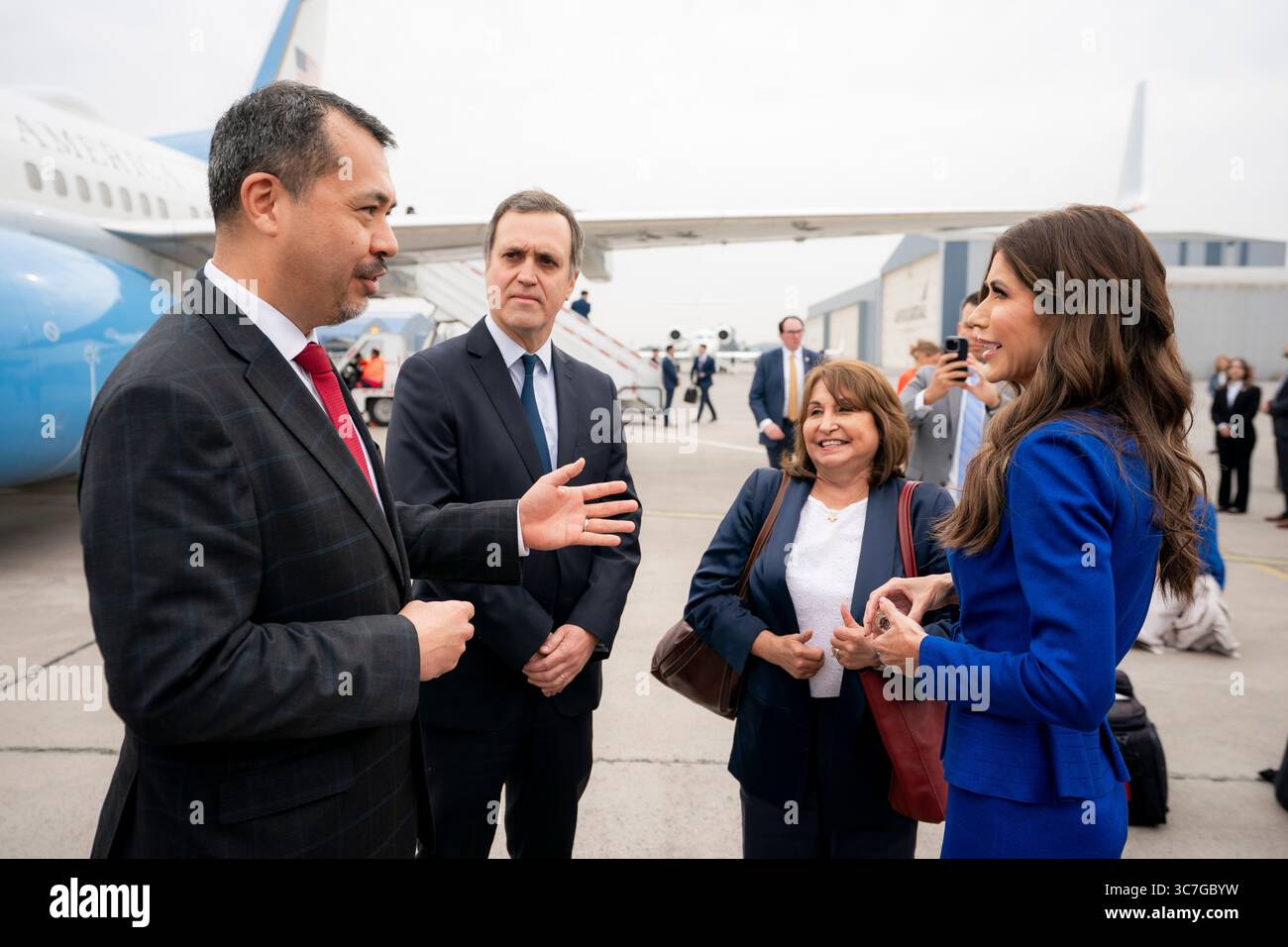 U.S. Department of Homeland Security (DHS) Secretary Kristi Noem poses ...
