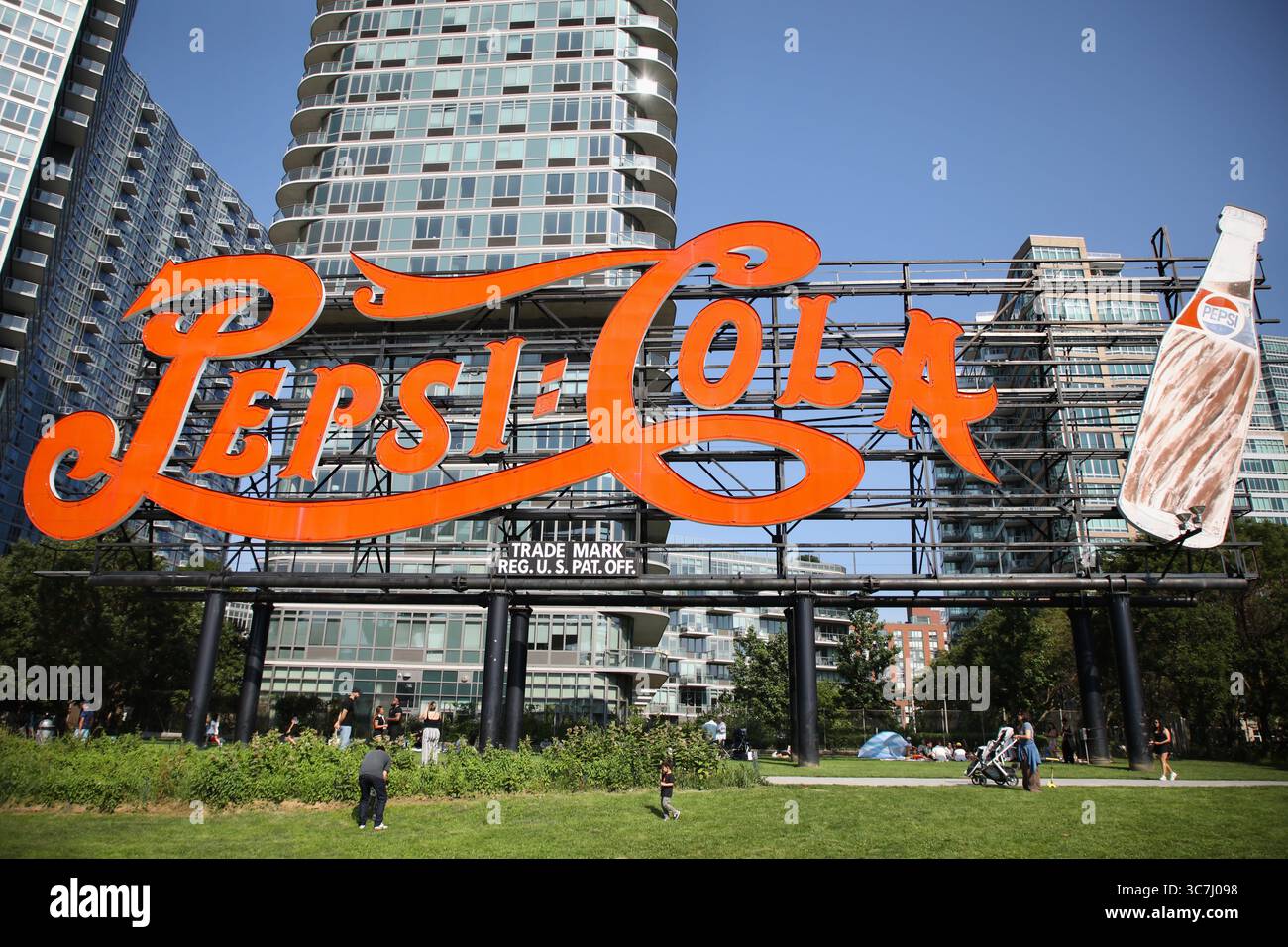 The iconic Pepsi-Cola sign is seen in Long Island City, during the day ...