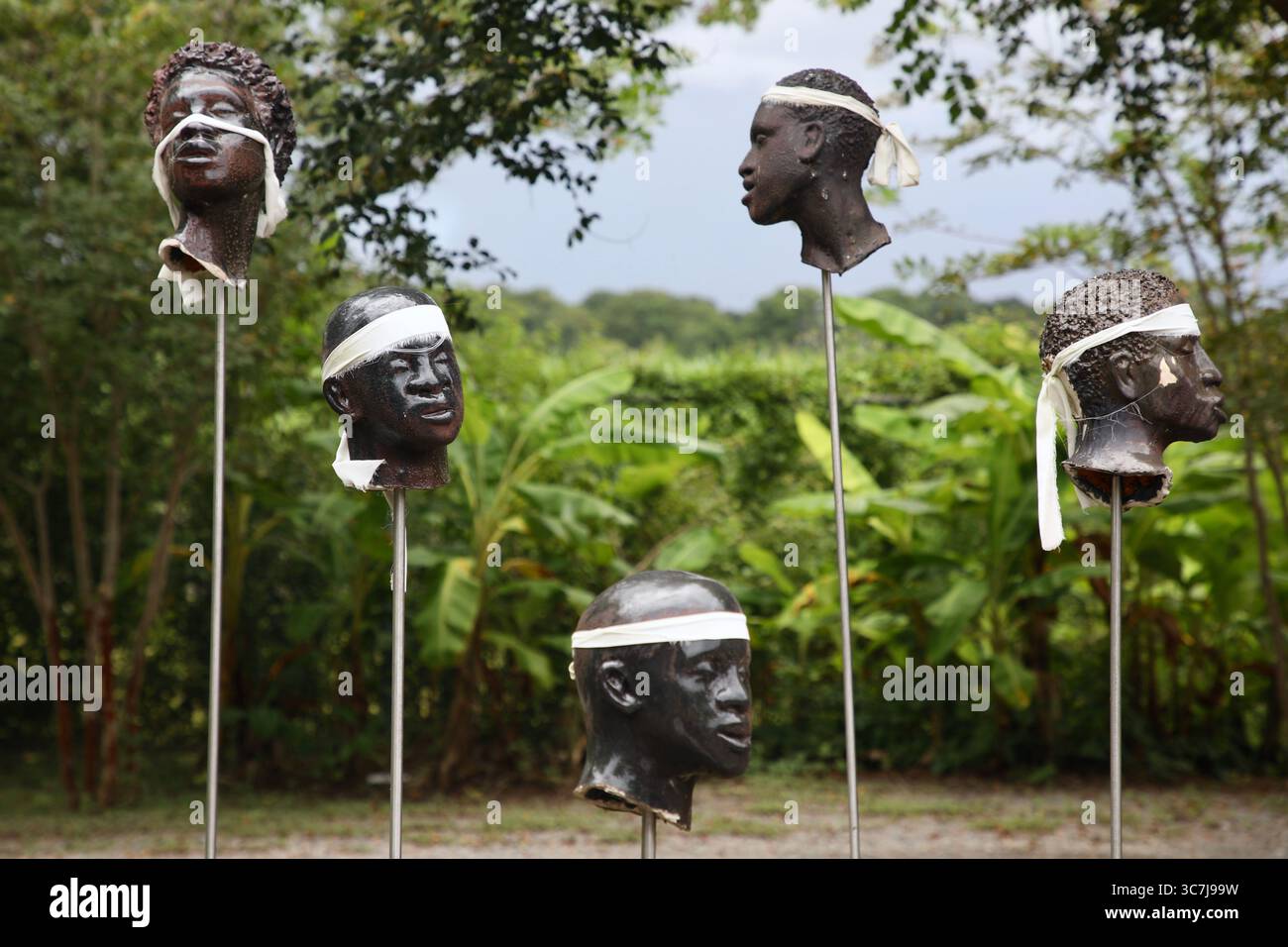 A sculpture by artist Woodrow Nash on display at the Whitney Plantation ...
