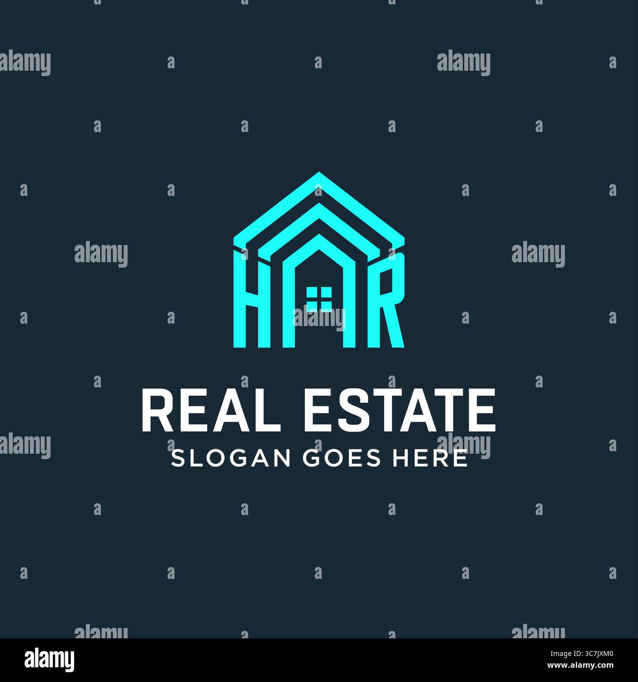 Initial letter HR roof logo real estate with creative and modern logo ...