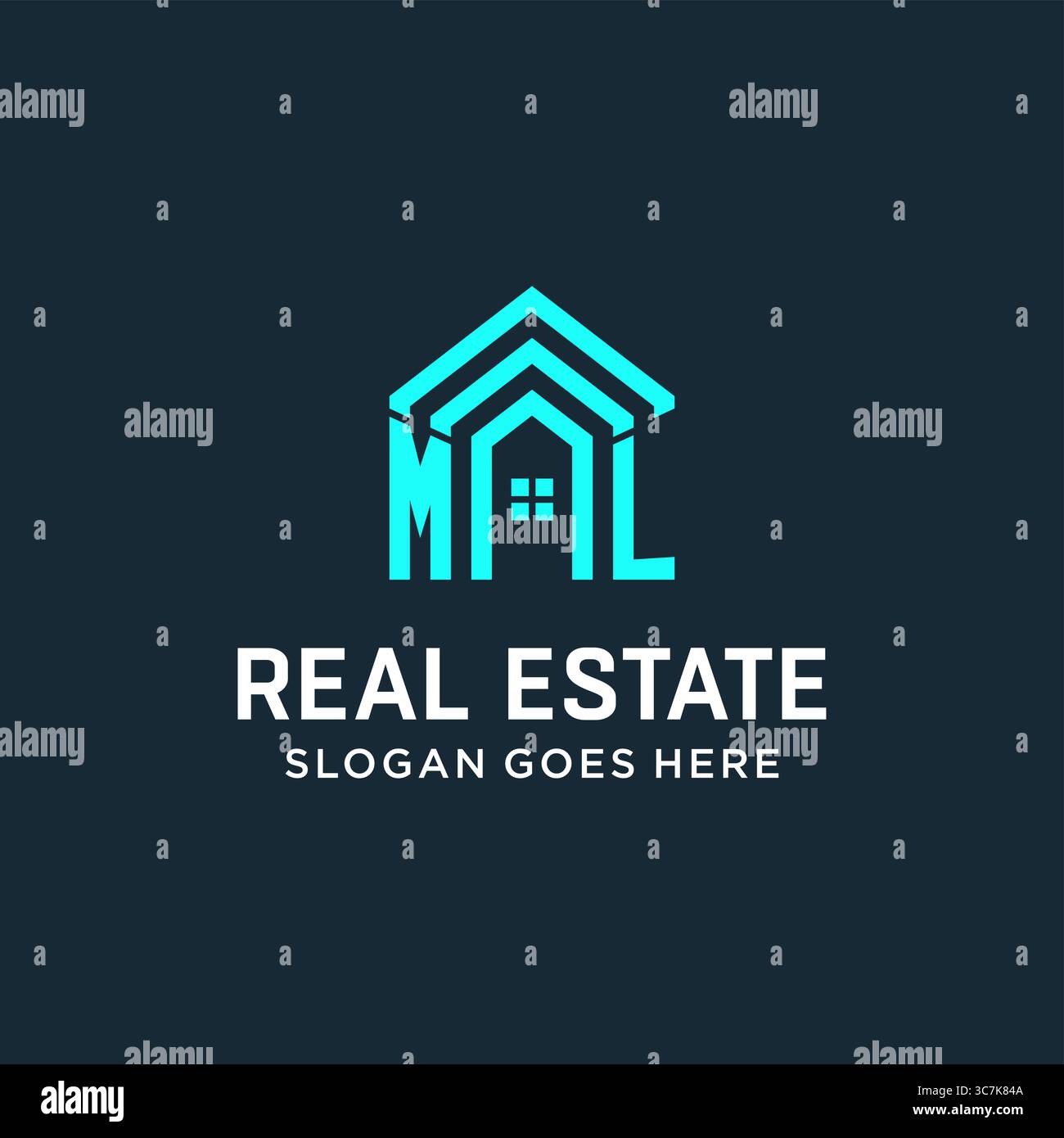 Initial letter ML roof logo real estate with creative and modern logo ...
