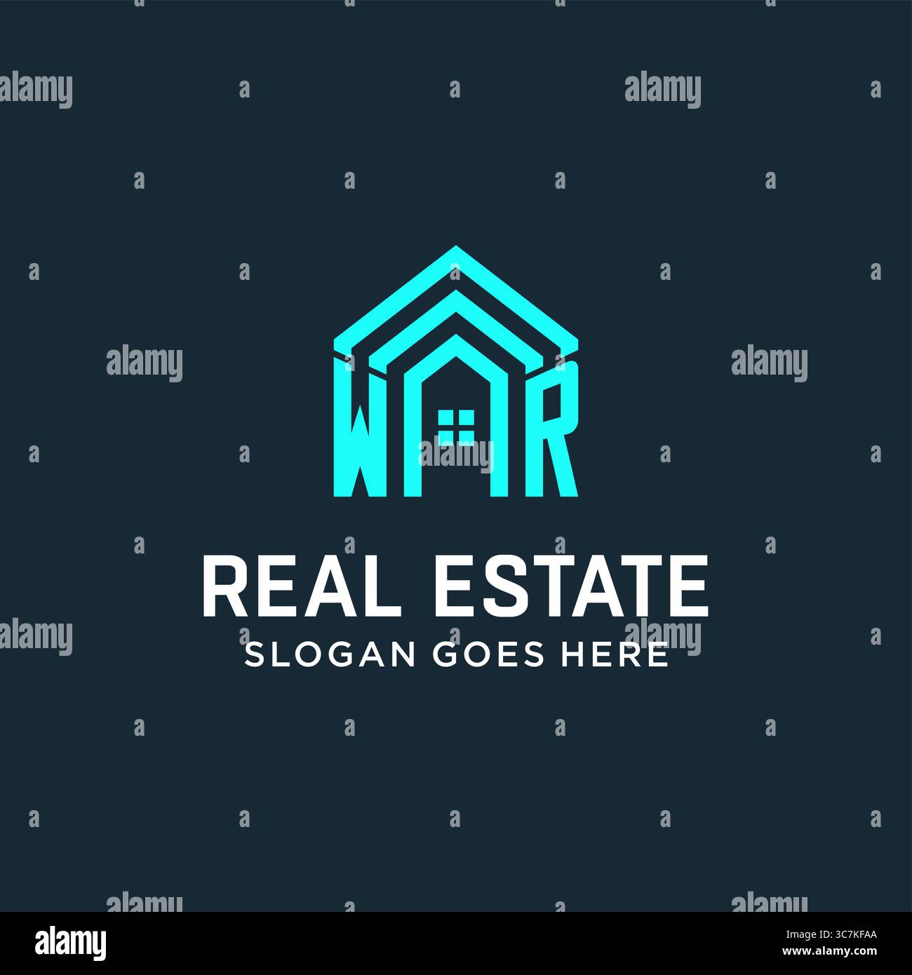 Initial letter WR roof logo real estate with creative and modern logo ...