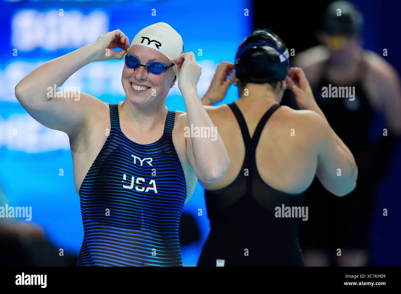 Lilly King of the United States prepares to compete in the women's 50 ...