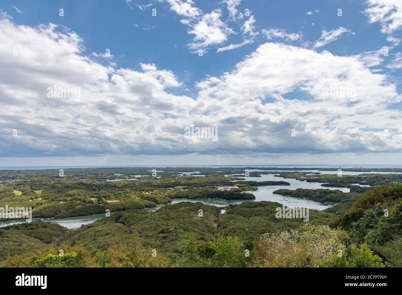 High level panoramic view over Ise-Shima National Park and nature of ...