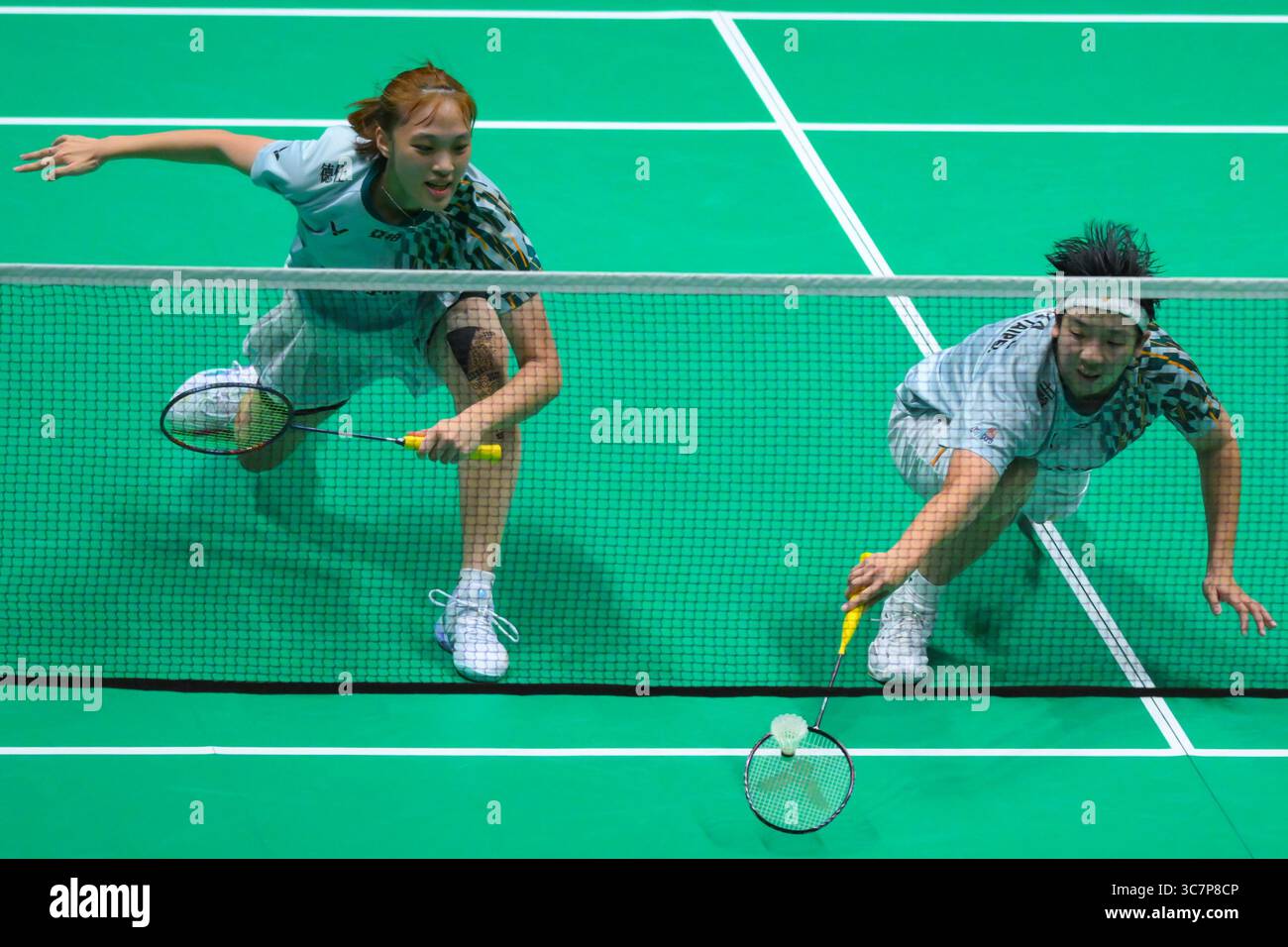 Macao, China. 2nd Aug, 2025. Hsieh Pei Shan (R)/Hung En-Tzu compete ...
