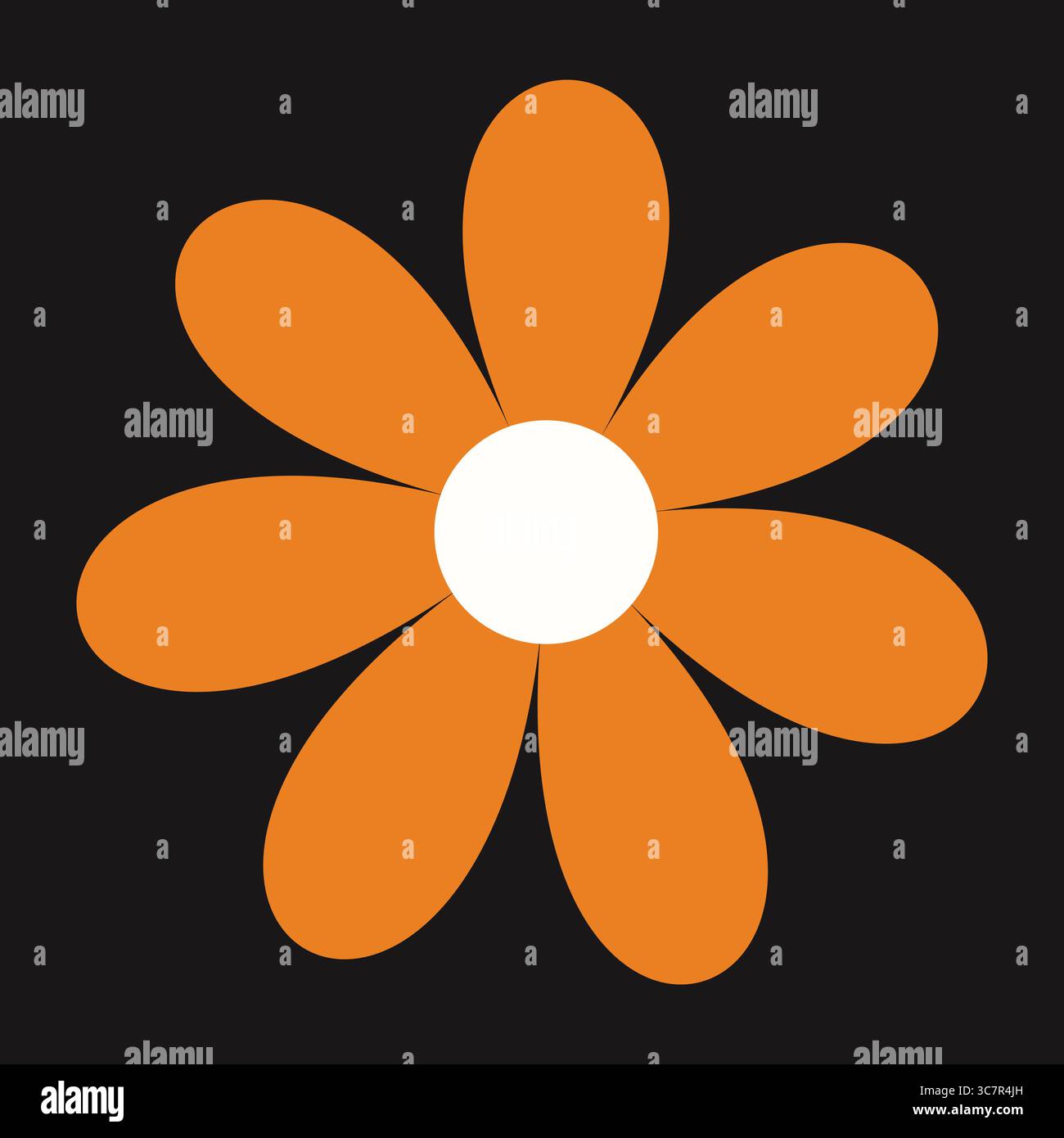 Decorative orange daisy with sleek geometry and botanical charm. A ...