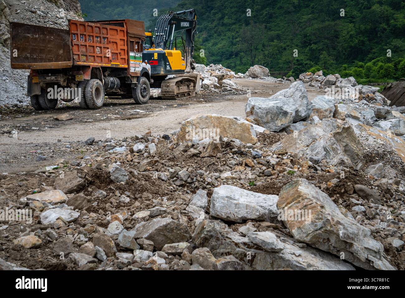 July19th2025 Dehradun Uttarakhand India. Heavy machinery including ...
