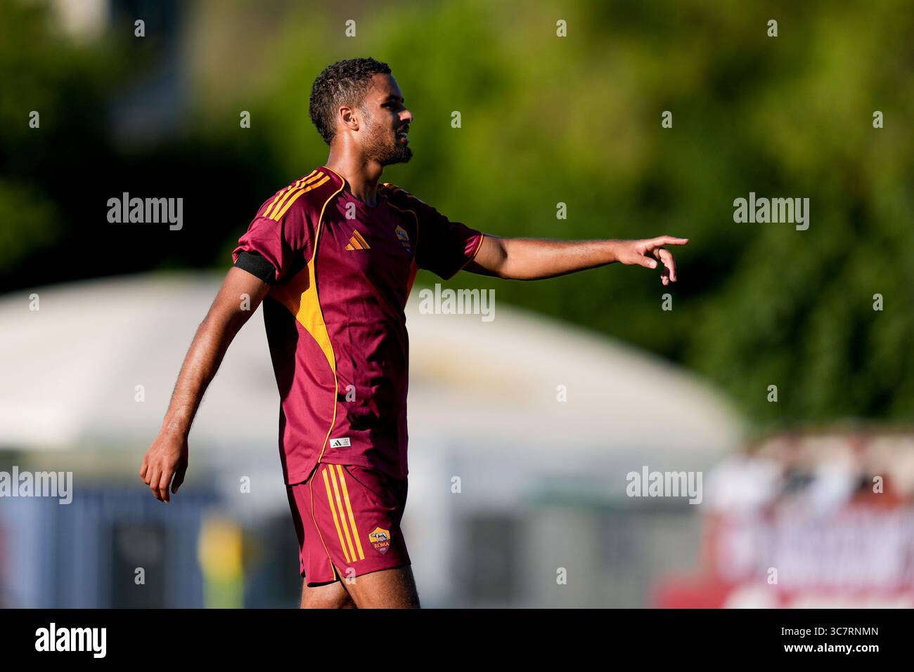 Devyne Rensch of AS Roma gestures during the Pre-Season friendly match ...
