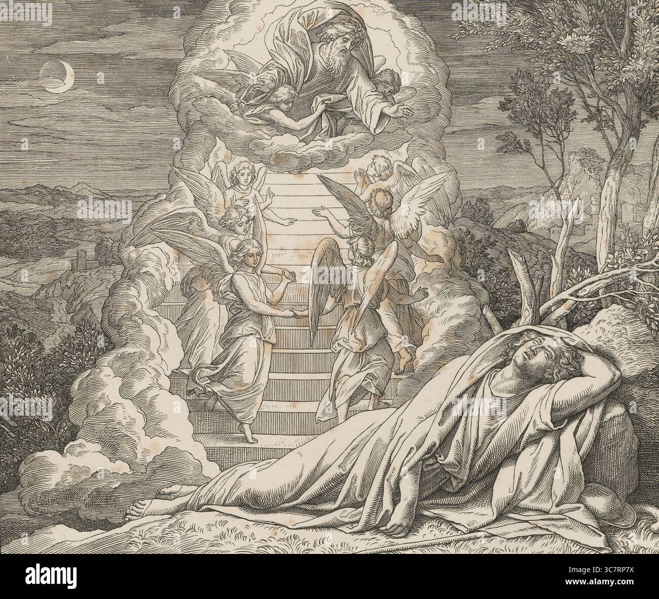 Biblical story, The vision of Jacob's ladder, the ladder to heaven is ...