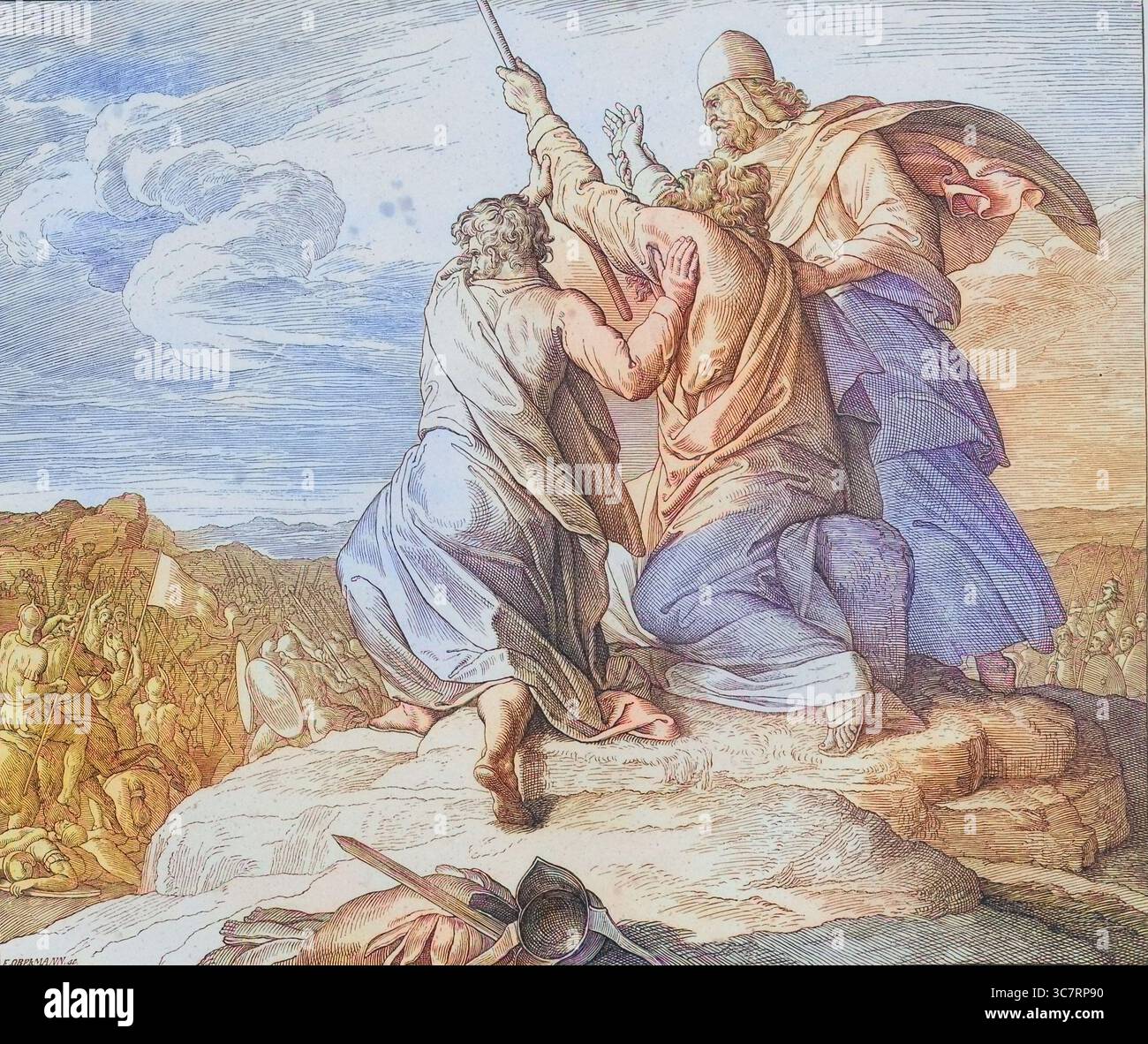 Biblical story, Amalek, tribe of the Amalekites, is overpowered by ...