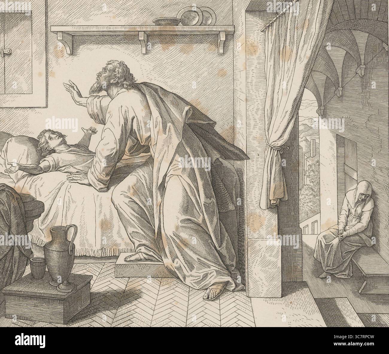 Biblical story, Elijah raises the widow's son, digitally improved ...
