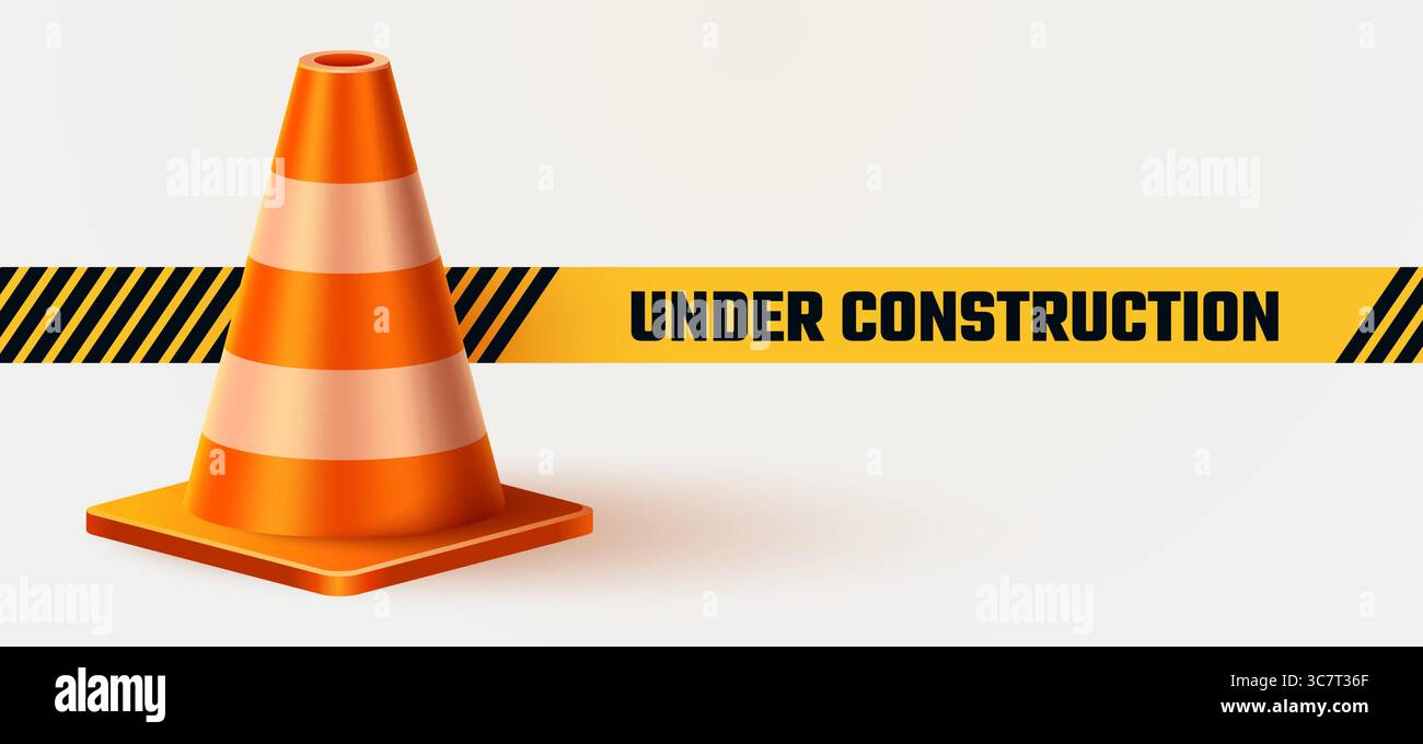 Under construction background with road cone. Vector illustration Stock ...