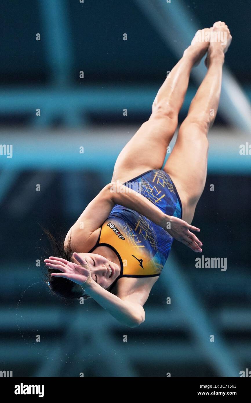 Sayaka Mikami of Japan competes in the women's 3m springboard finals at ...