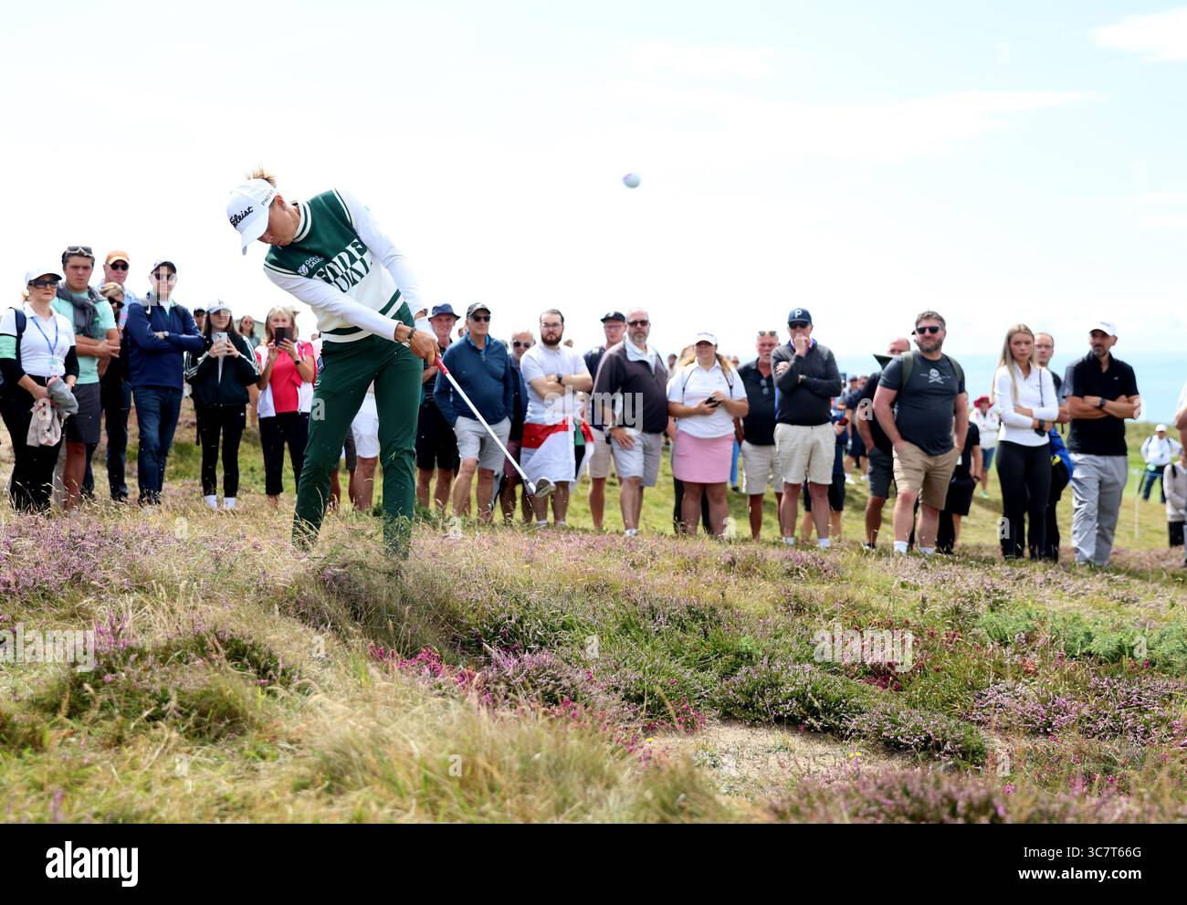 France's Pauline Roussin-Bouchard plays from the rough on the 2nd on ...