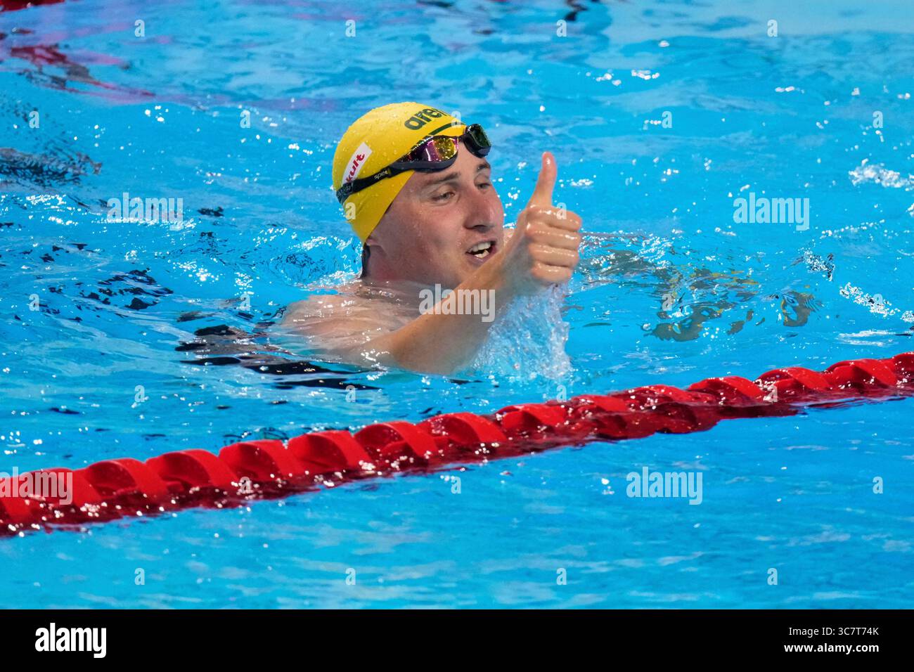 Cameron McEvoy of Australia celebrates after winning gold medal in the ...