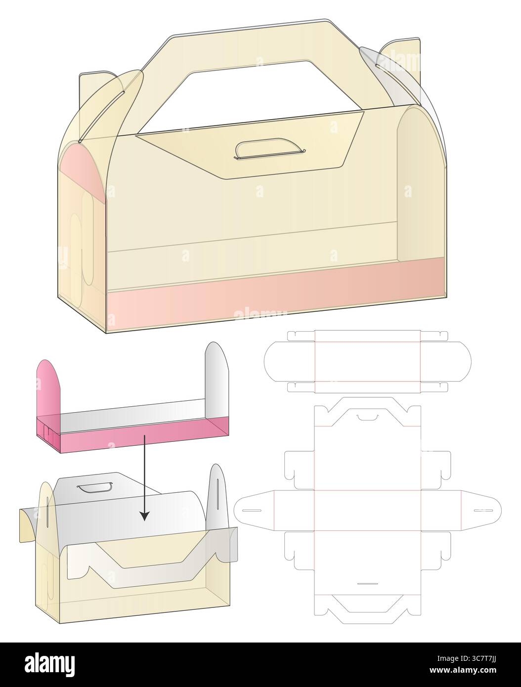 Cardboard Box Packaging Template with Handle Stock Vector Image & Art ...