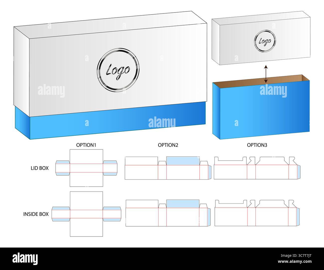 Packaging Box Template with Logo, Die-Cut dieline Layout Stock Vector ...
