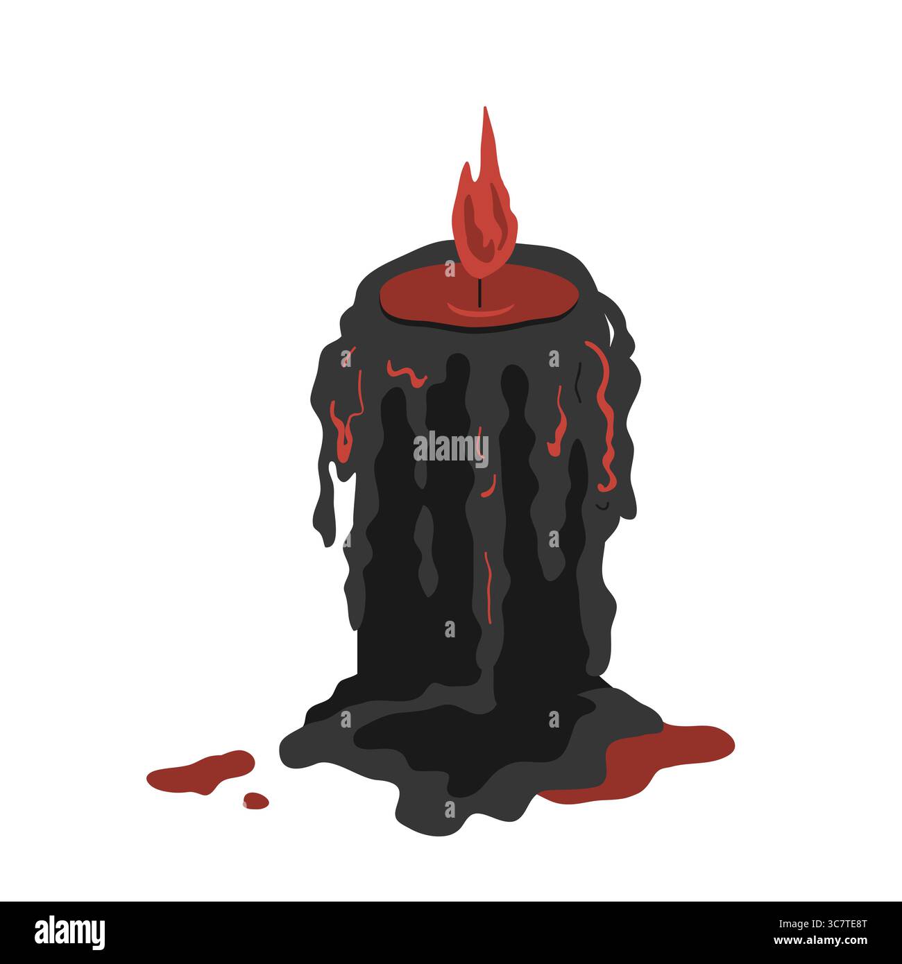 Spooky red and black lighting and melting candle. Halloween design ...