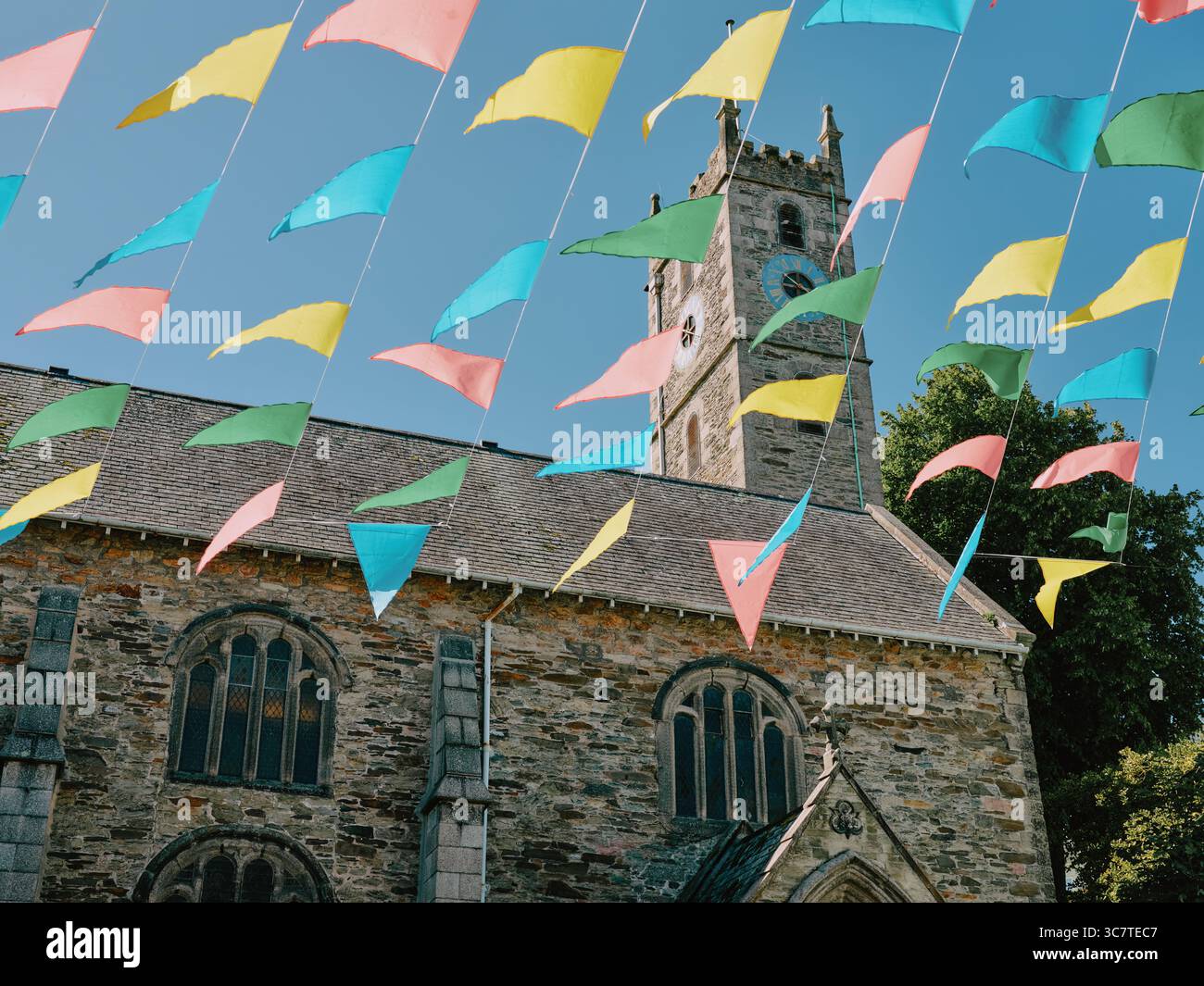 Church of King Charles the Martyr and bunting in Falmouth, Cornwall ...