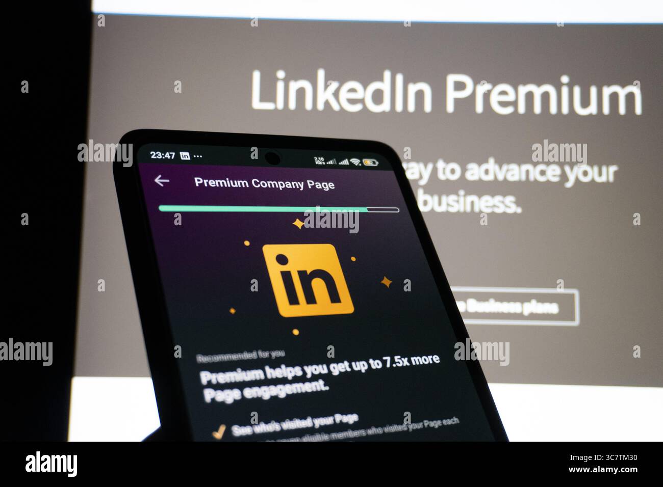 LinkedIn Premium. App and website interface is shown on ascreen. Oghuz ...