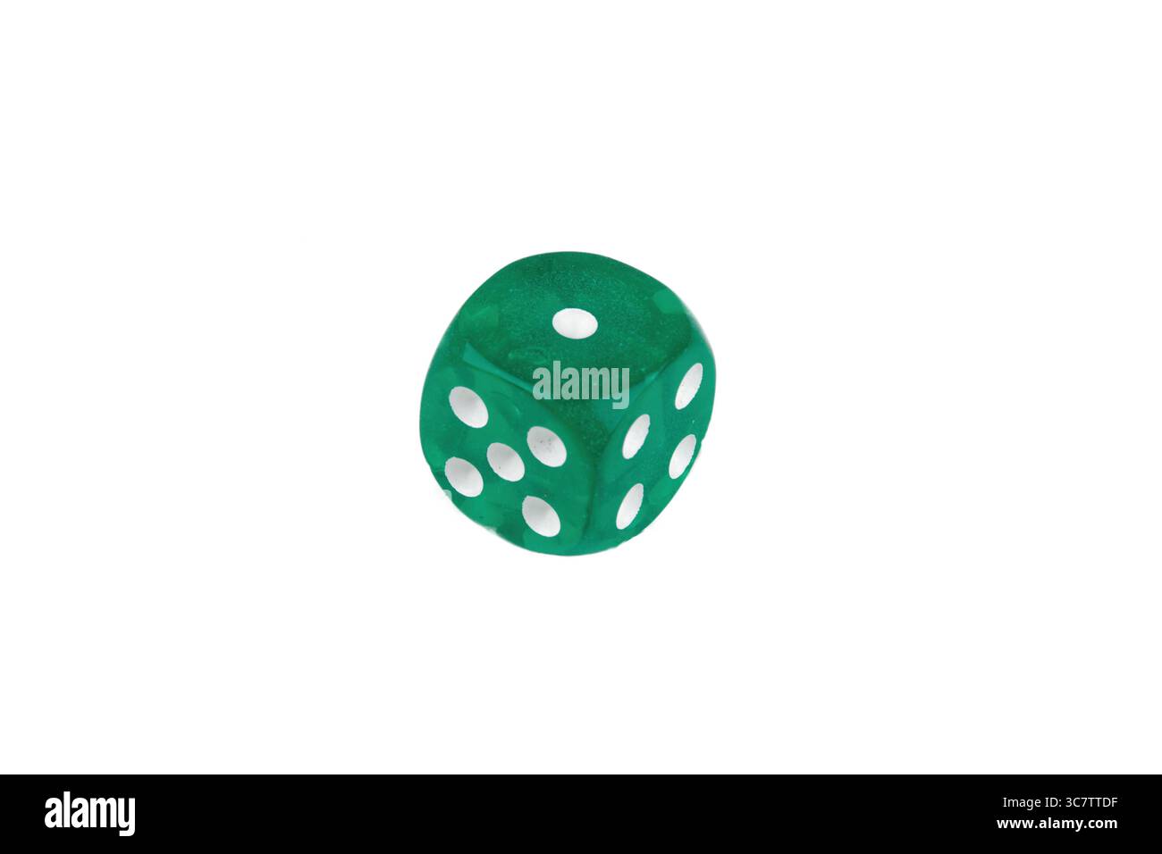 Close-up of a single genuine, used, green colored, semi-transparent ...