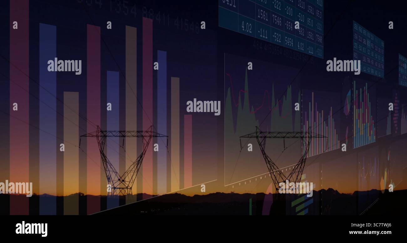 Streaming bar charts line graphs tables over transmission tower ...