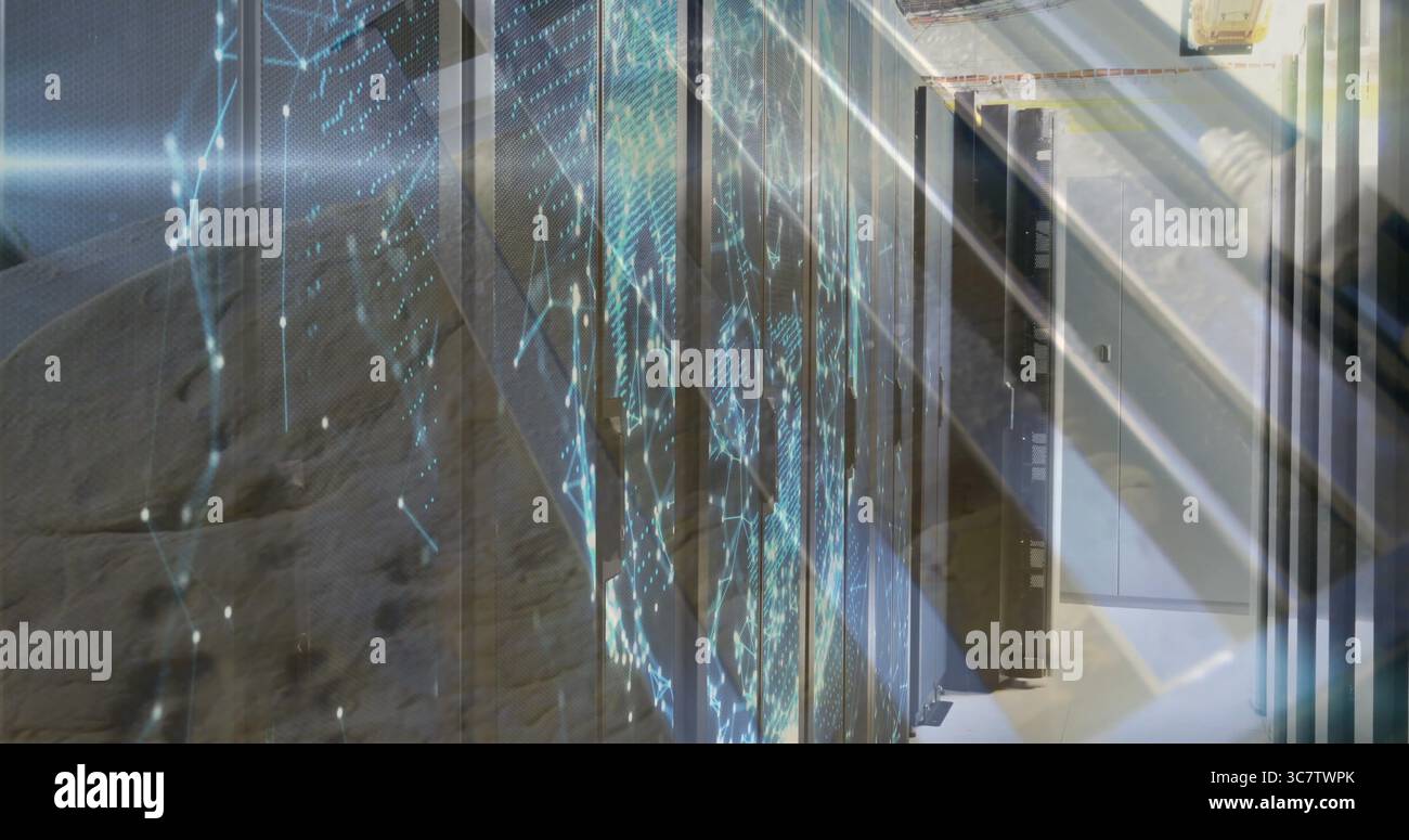 Projecting digital network map across server racks inside data center ...