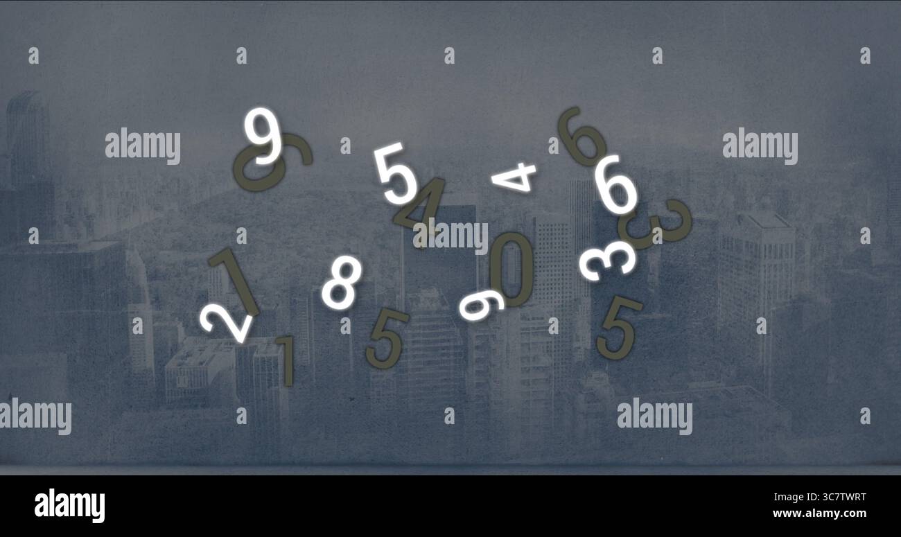 Floating 3D numerals glowing white and olive-green hovering over ...