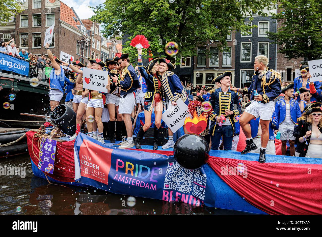 AMSTERDAM - Boats during the Canal Parade. The boat parade with eighty ...