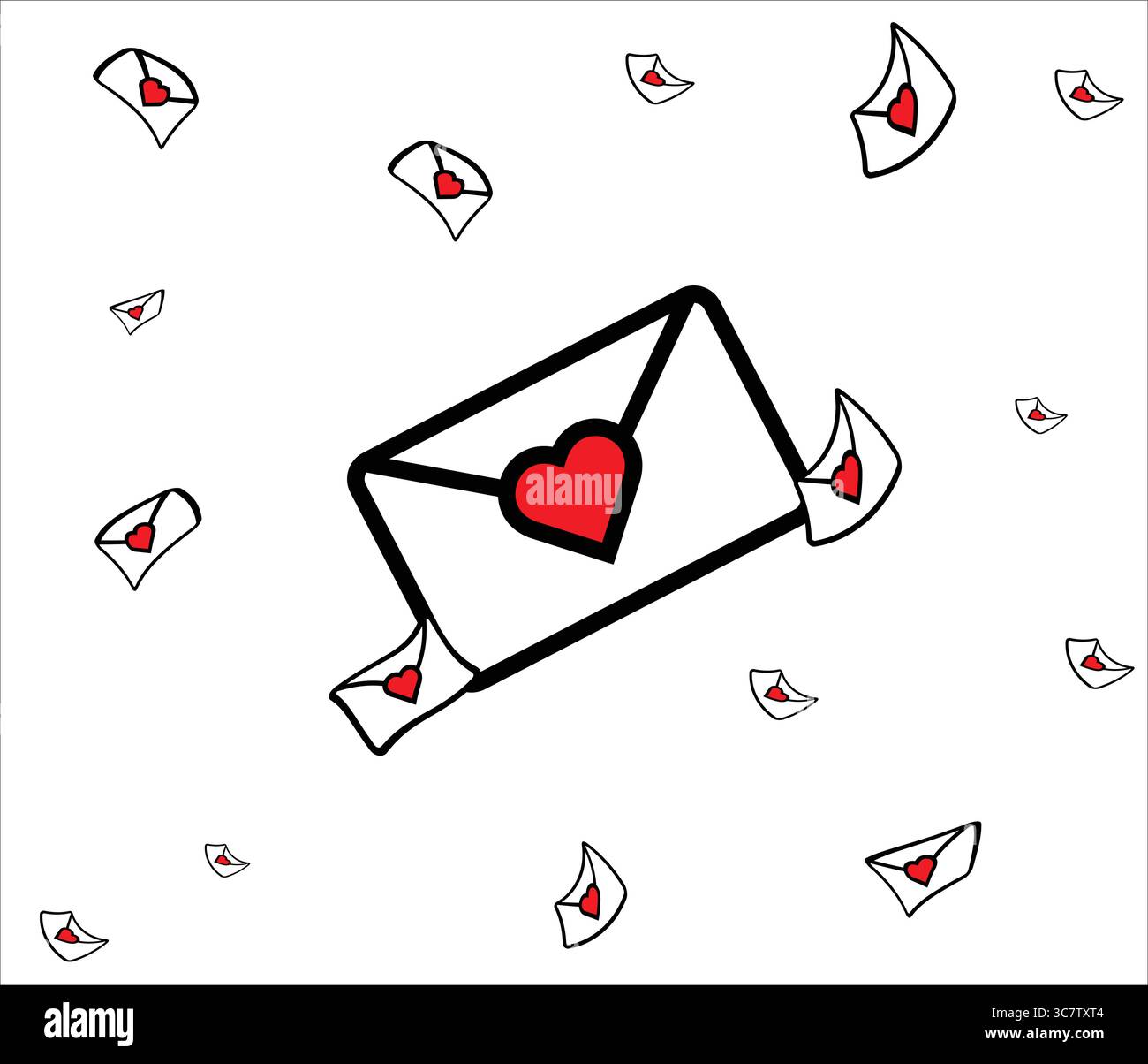 Love letters falling from a large envelope with red heart Stock Vector ...
