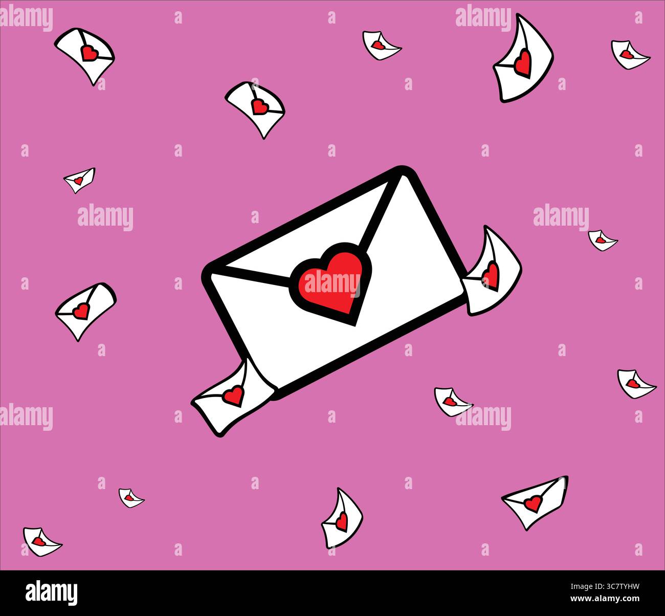 Love letters falling from a large envelope with red heart Stock Vector ...