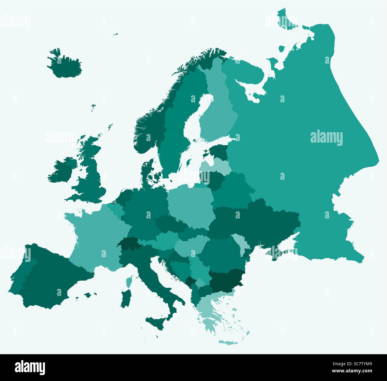 Map of Europe with countries. Just a simple continent border map with ...