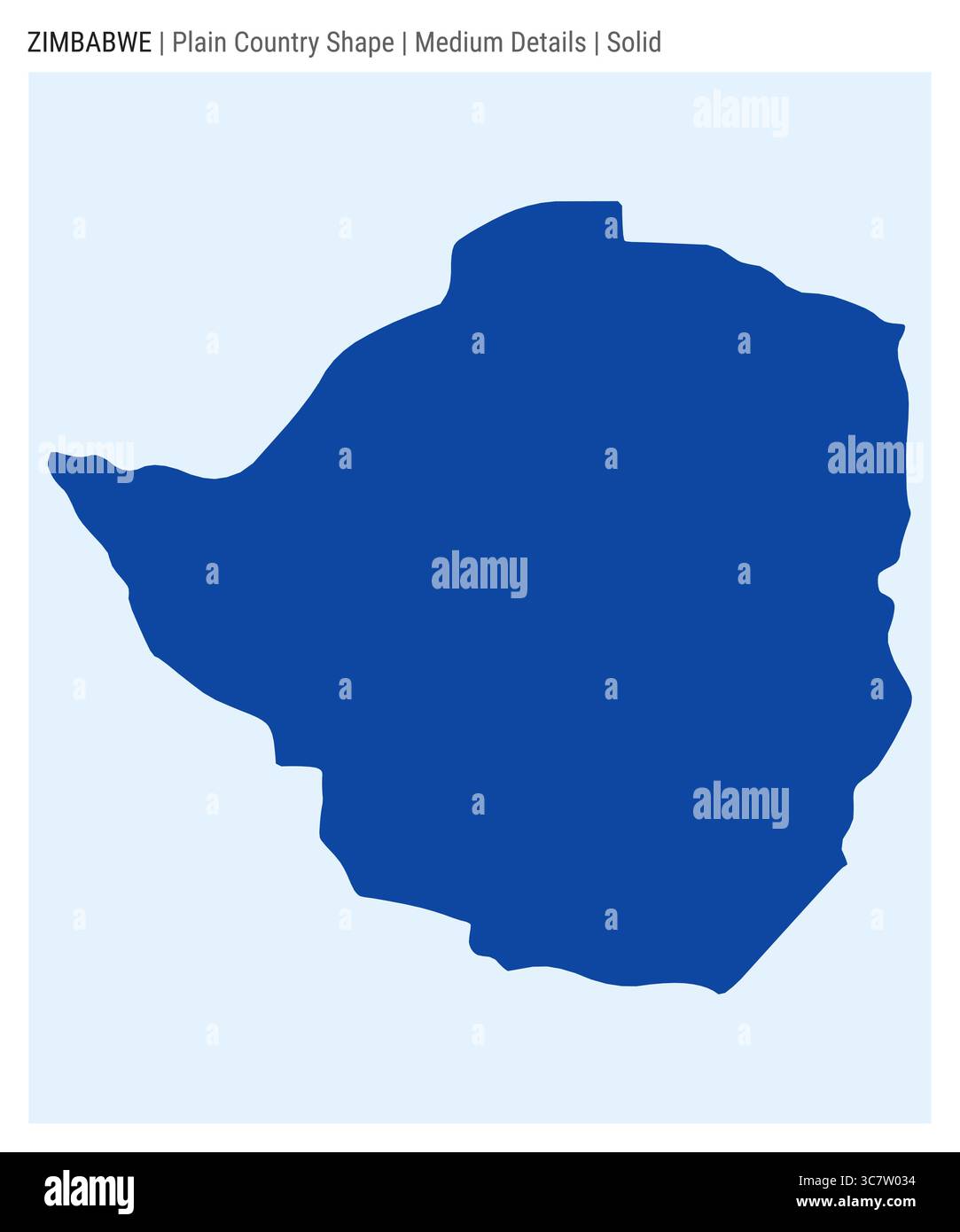 Zimbabwe plain country map. Medium details. Solid style. Shape of ...