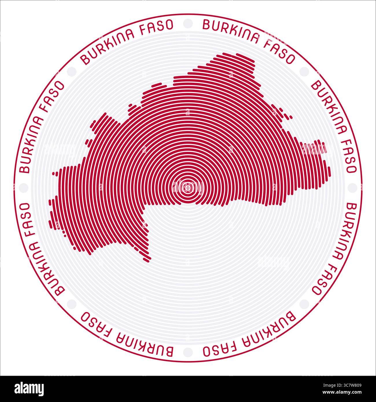Burkina Faso round logo design. Country shape built of rings. Burkina ...