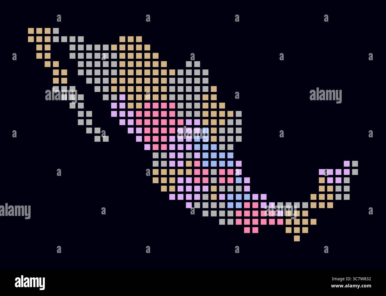 Mexico dotted map. Digital style map of the country on a dark ...