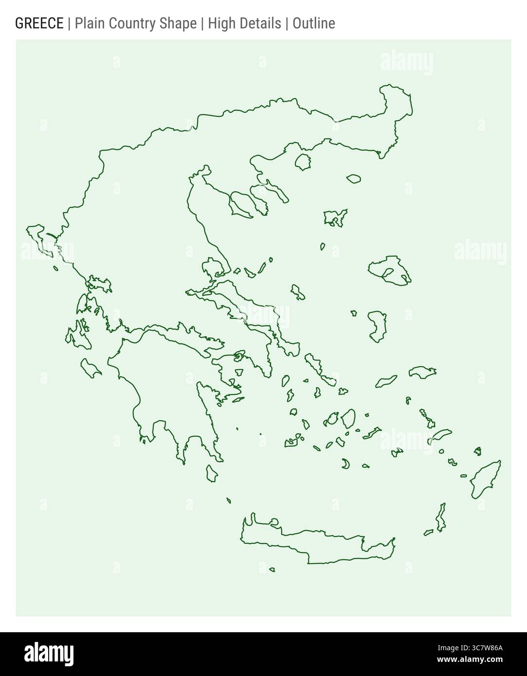 Greece plain country map. High details. Outline style. Shape of Greece ...